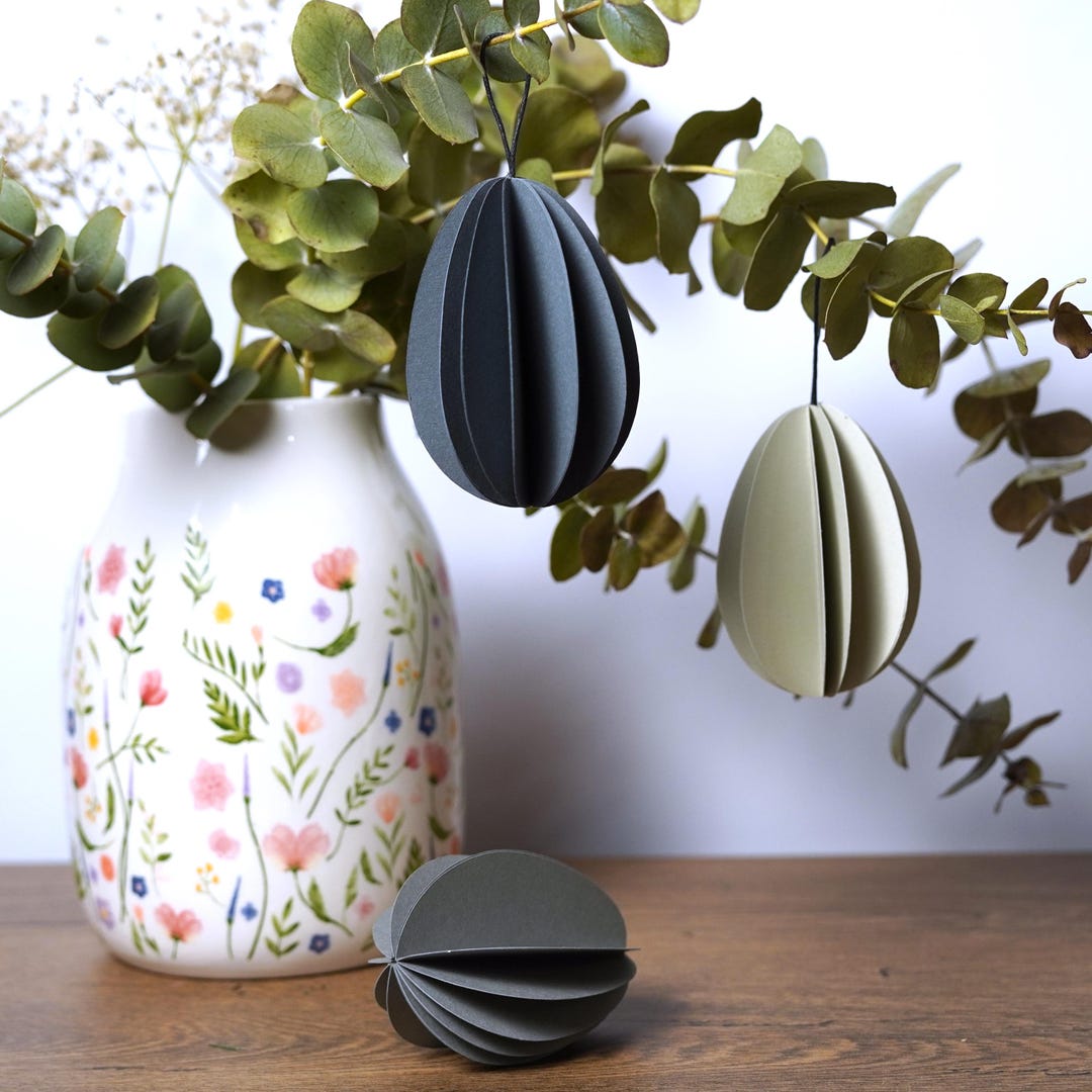 Grey Easter Eggs, Spring Scandi Decor, Hanging Paper Baubles, Easter ...