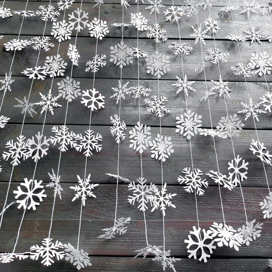 Snowflake Garland: White Paper, Winter Holiday Decor, Hanging Strands ...