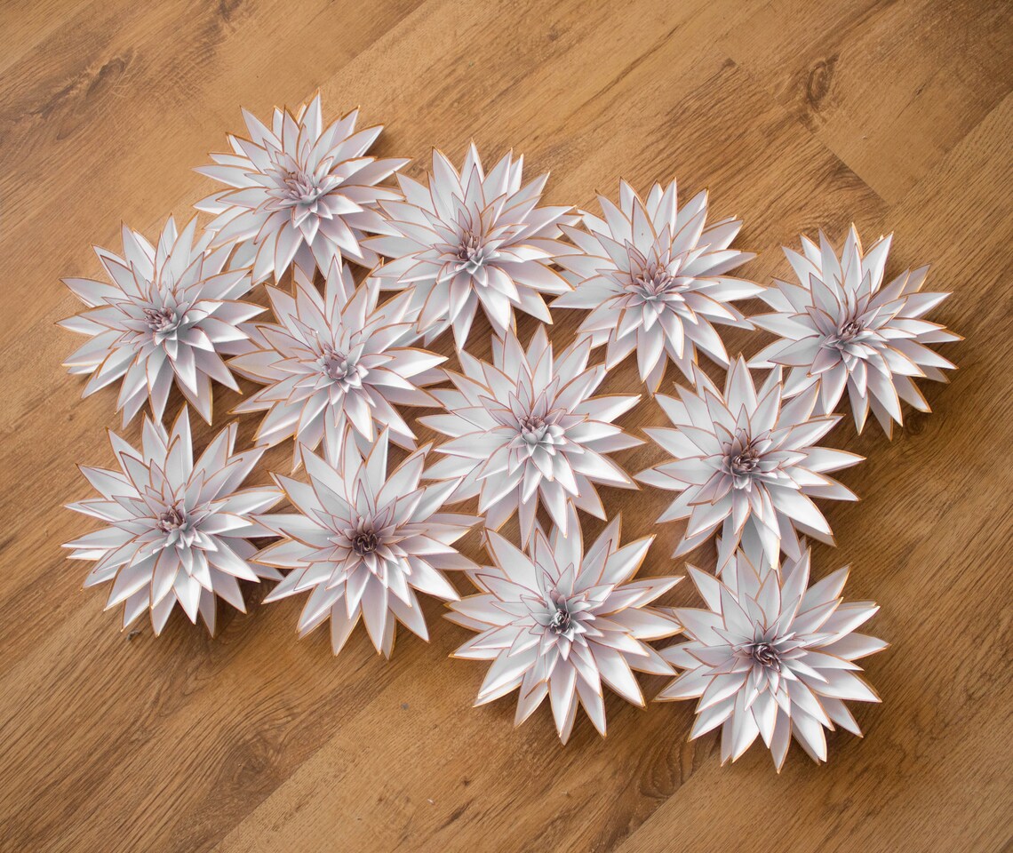 3 Paper Flowers Wall Decor ASSEMBLED Paper Dahlias Wedding | Etsy