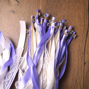Purple and Ivory Lace Wedding Wands With Gold Bells: Boho Ceremony Send ...