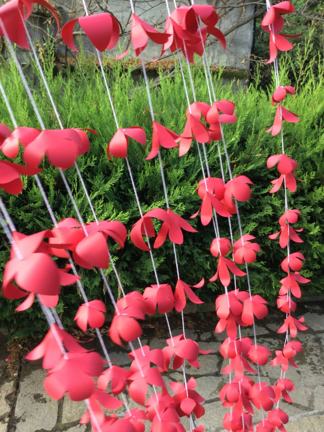 Red Flower Garland, Window Display Decor, Pack of 10, Wedding Flower ...