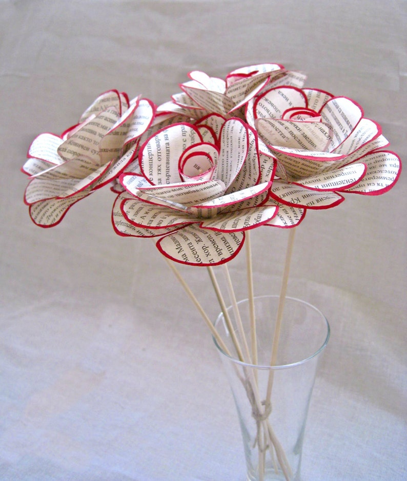 Book Paper Flowers Flower Bouquet Book Page Flowers Wedding | Etsy