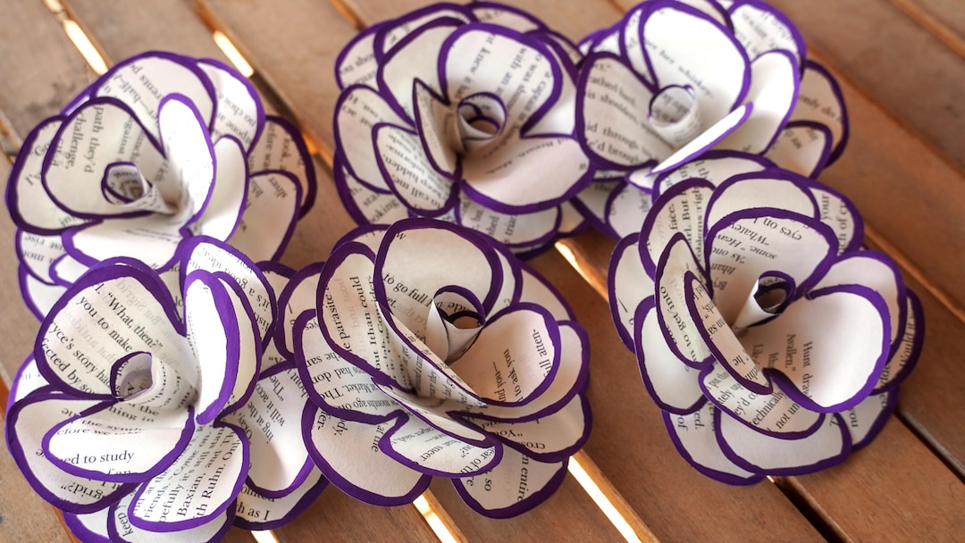 Flower Bouquet, Book Page Roses, Book Paper Flowers, Roses With Stems ...