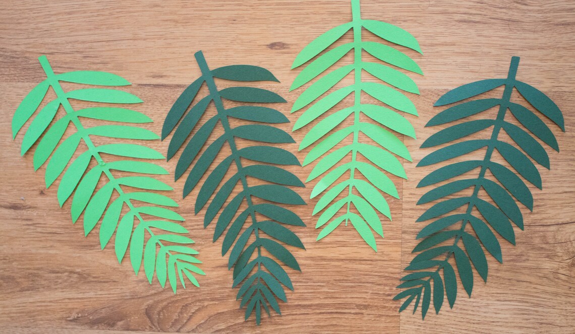 6 Tropical Green Paper Leaves Jungle Theme Party Scrapbooking - Etsy