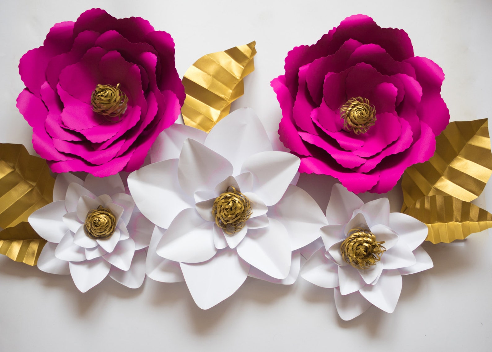 Large Paper Flower Backdrop With Leaves Wedding Backdrop - Etsy