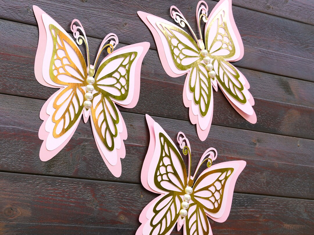 Set of 3 Large Paper Butterflies, Butterfly Theme Party Prop, Nursery ...