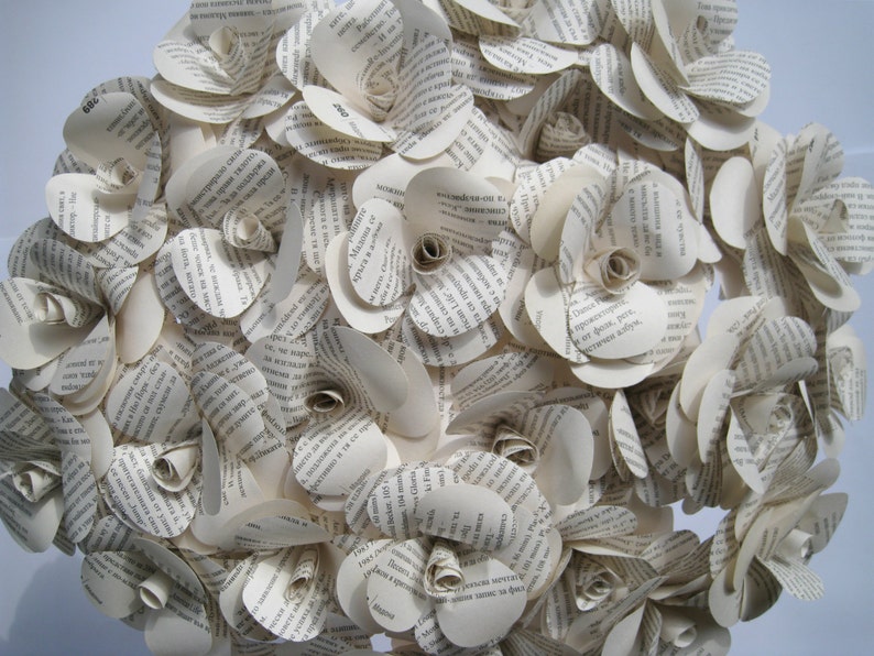 30 Book Page Roses Book Paper Flowers Stem Roses Paper | Etsy