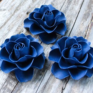 Small Blue Paper Flowers Set, ASSEMBLED Pack of 10, Box Topper Flowers ...