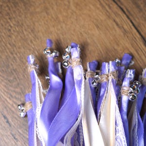 Purple and Ivory Lace Wedding Wands With Gold Bells: Boho Ceremony Send ...