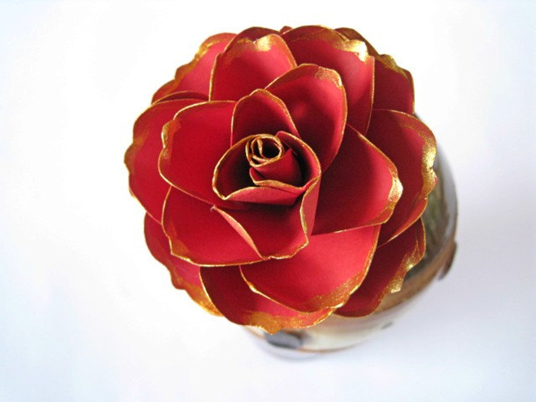 Paper Rose Decor, Paper Flower With Gold, Wedding Table Decor ...