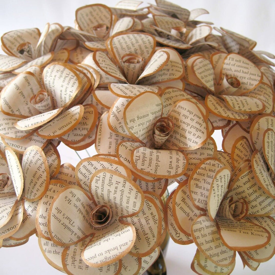 Flower Bouquet, Dozen Book Page Roses, Book Paper Flowers, Wedding ...