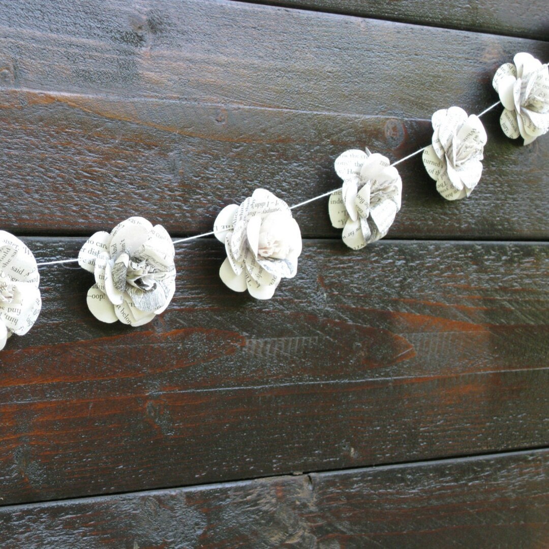 Book Paper Garland, Paper Flower Garland, Summer Party Decoration ...