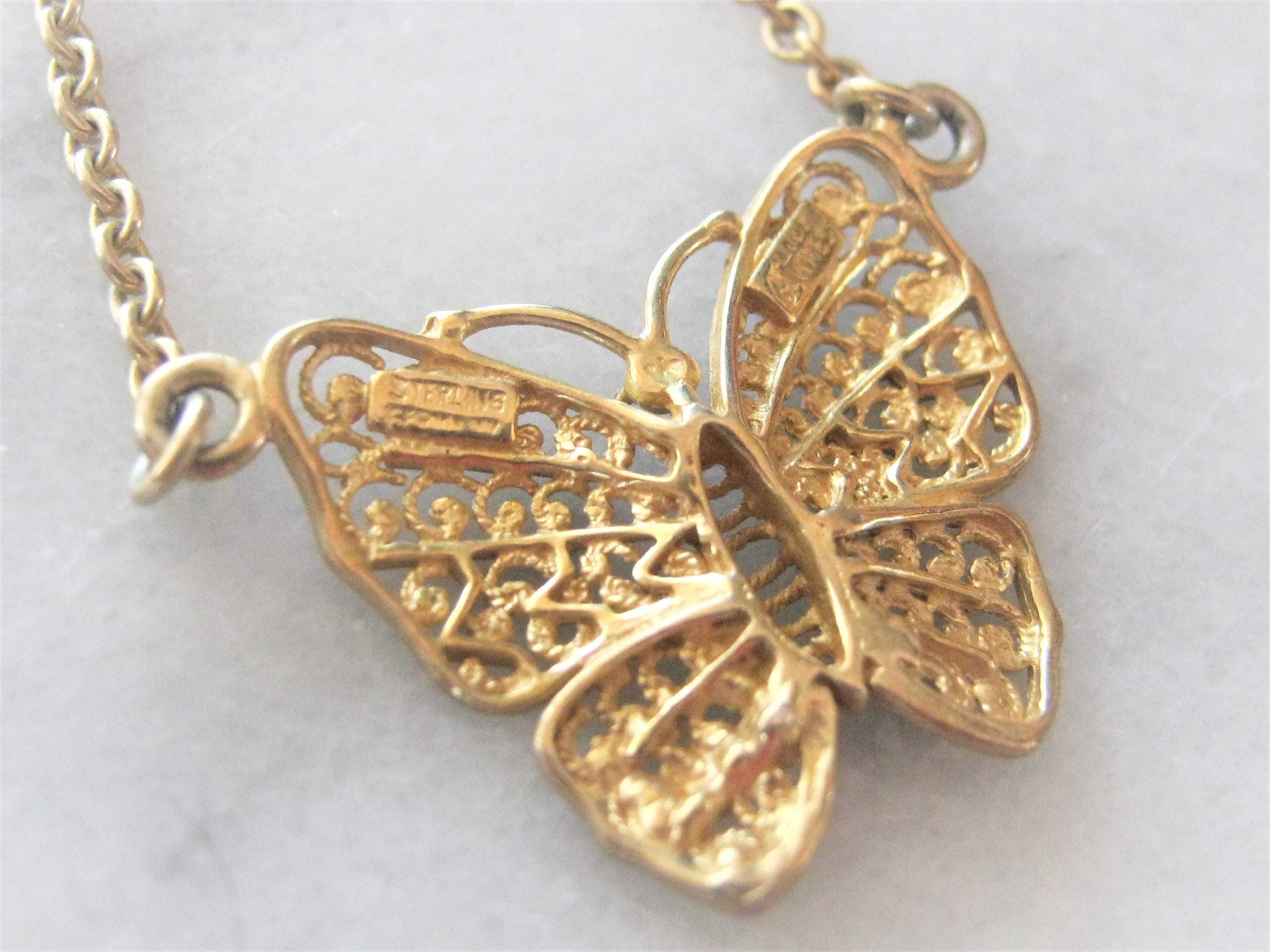 Vintage Jewelry Alice Caviness Sterling Vermeil Butterfly Pendant ...