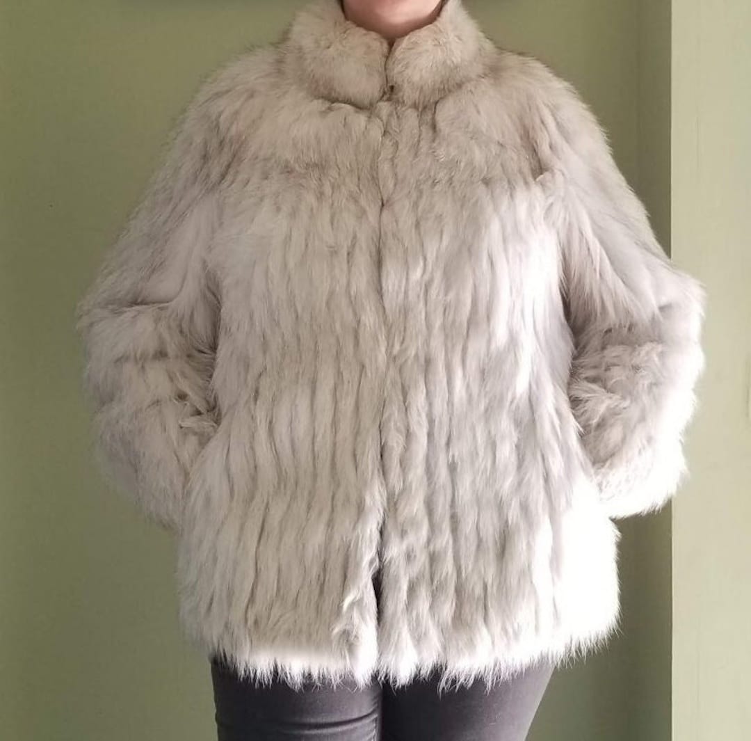 Stylish Vintage Blue Fox Fur Coat - Etsy