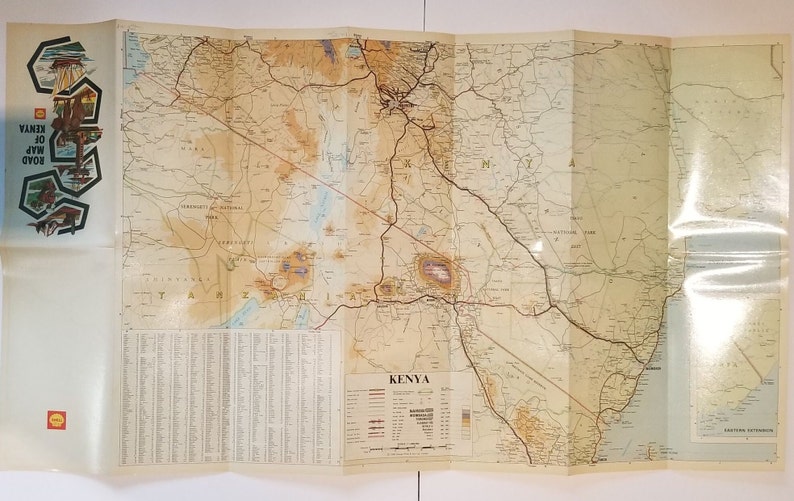 Road Map of Kenya - Vintage 1970s - Etsy