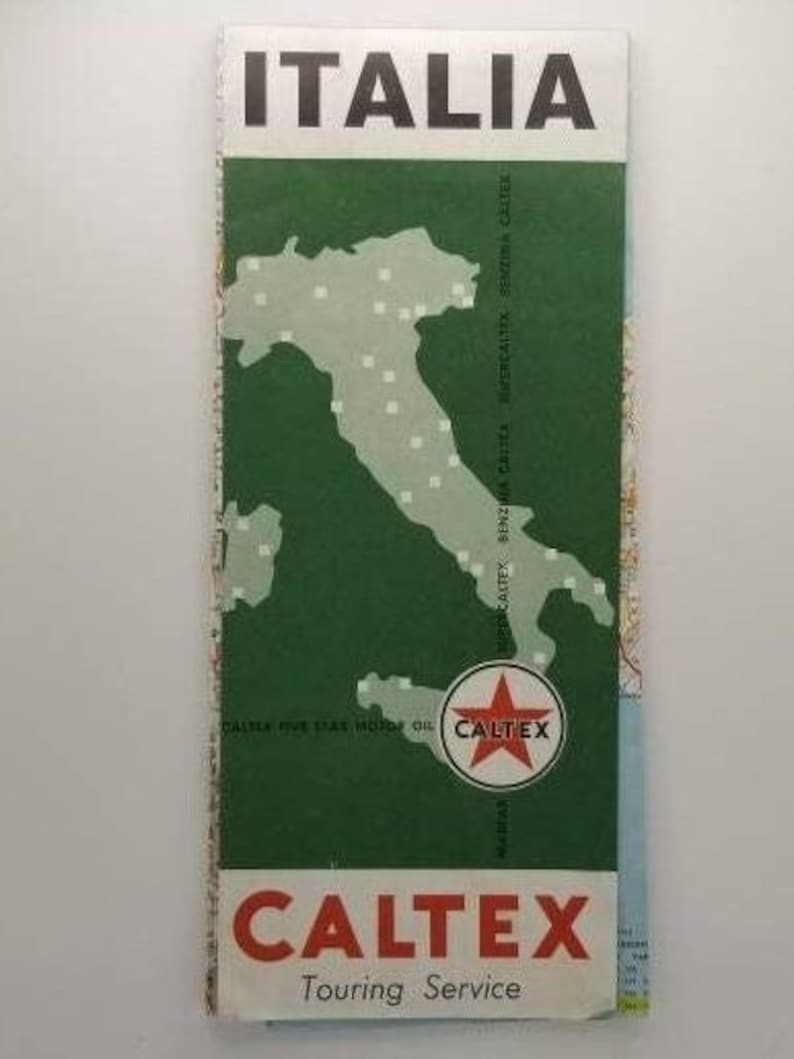 Vintage Color Map of Italy - Caltex - Etsy