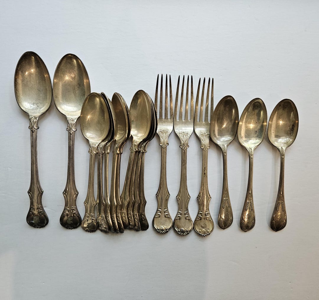 English Silver Plate Flatware Set of 17 - Etsy