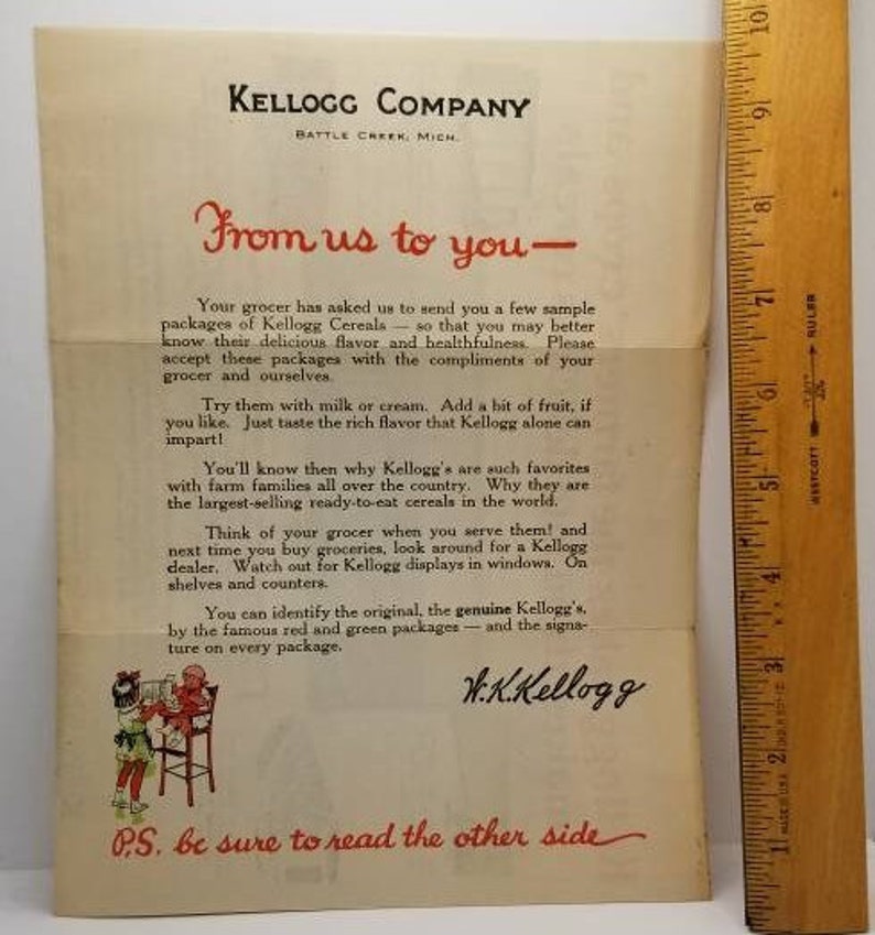 1920s Kellogg's Promotional Flyer - Etsy