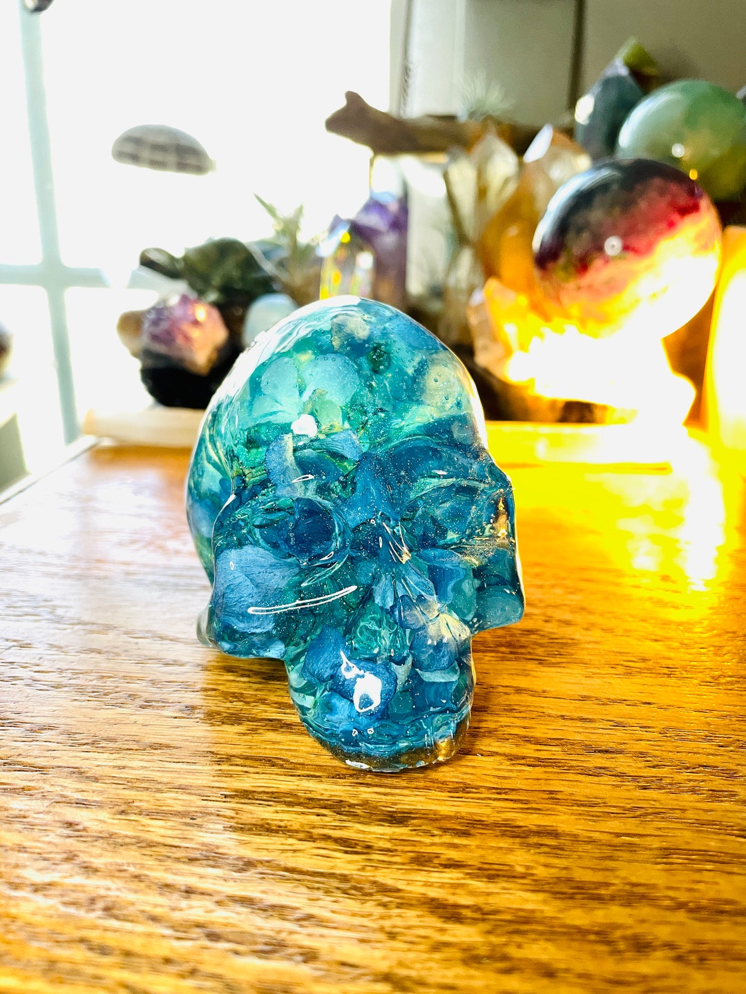 Clear Blue Flower Skull - Etsy