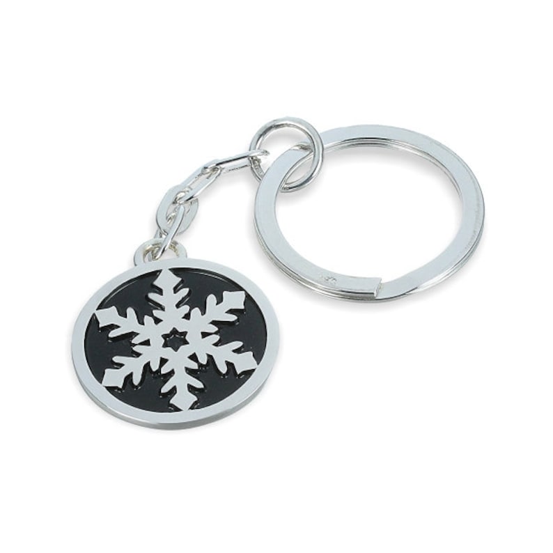 Snowflake Key Chain / Keyring in Sterling Silver With Enamel - Etsy