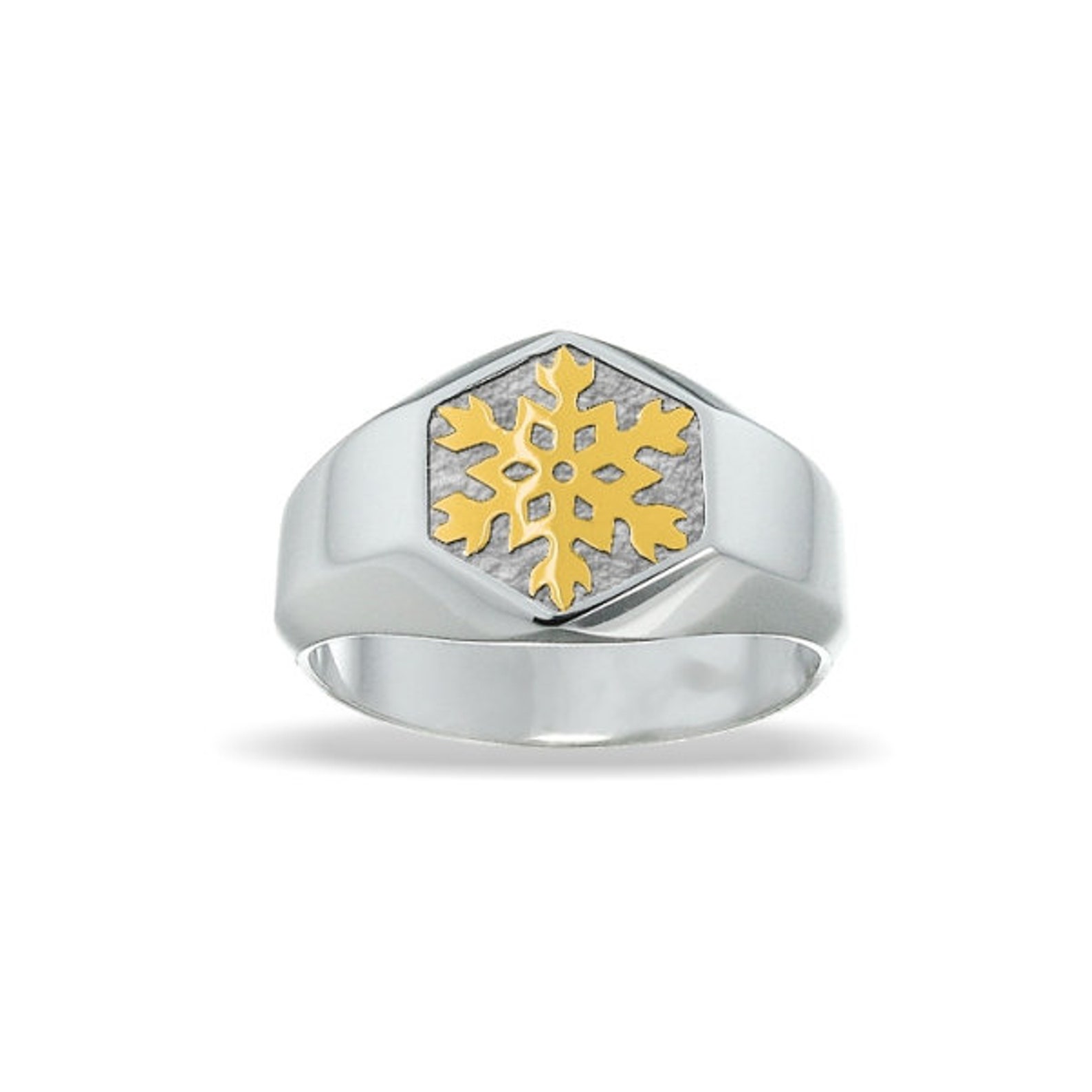 Men's Hexagonal Sterling Silver Snowflake Signet Ring - Etsy