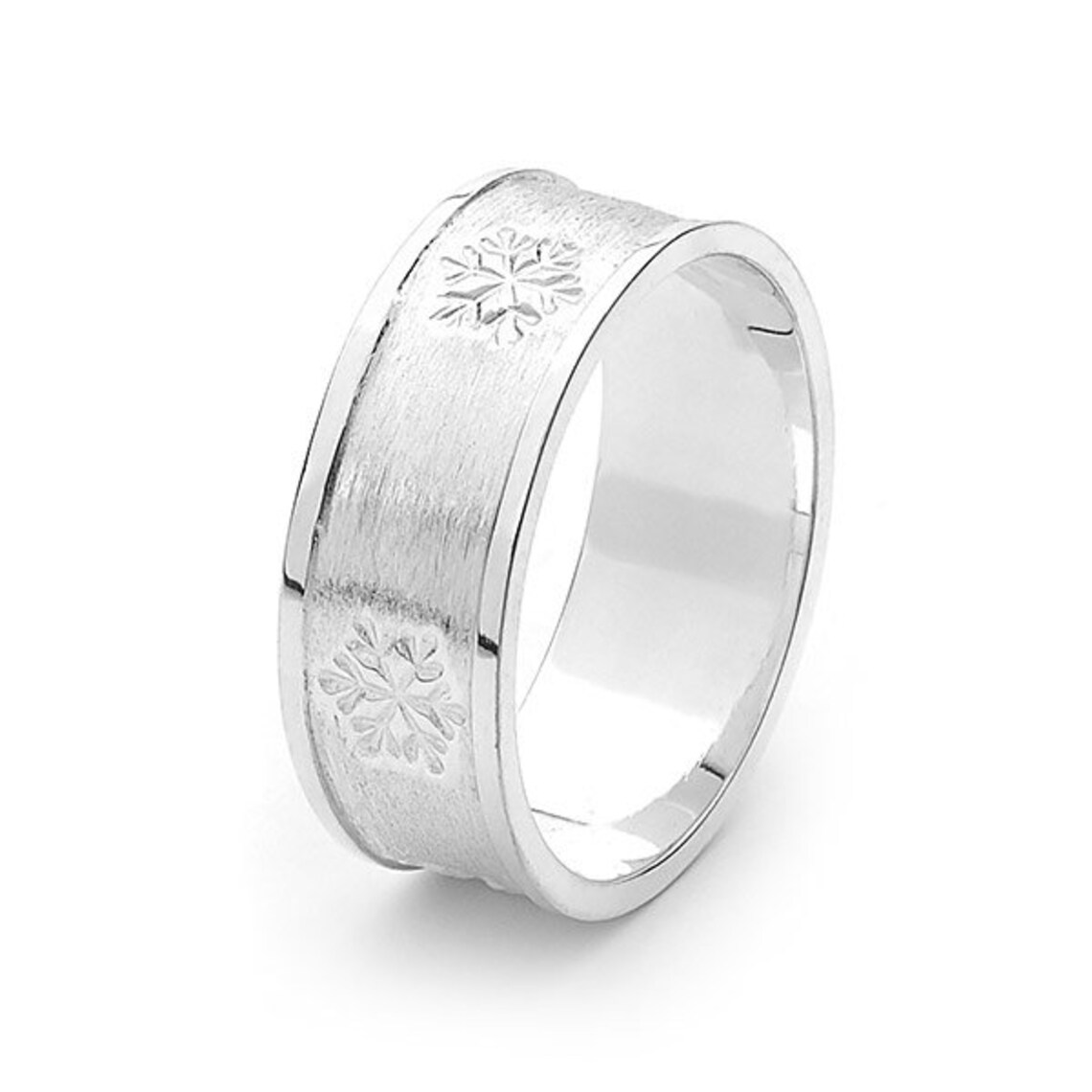 Men's Sterling Silver Snowflake Wedding Ring - Etsy