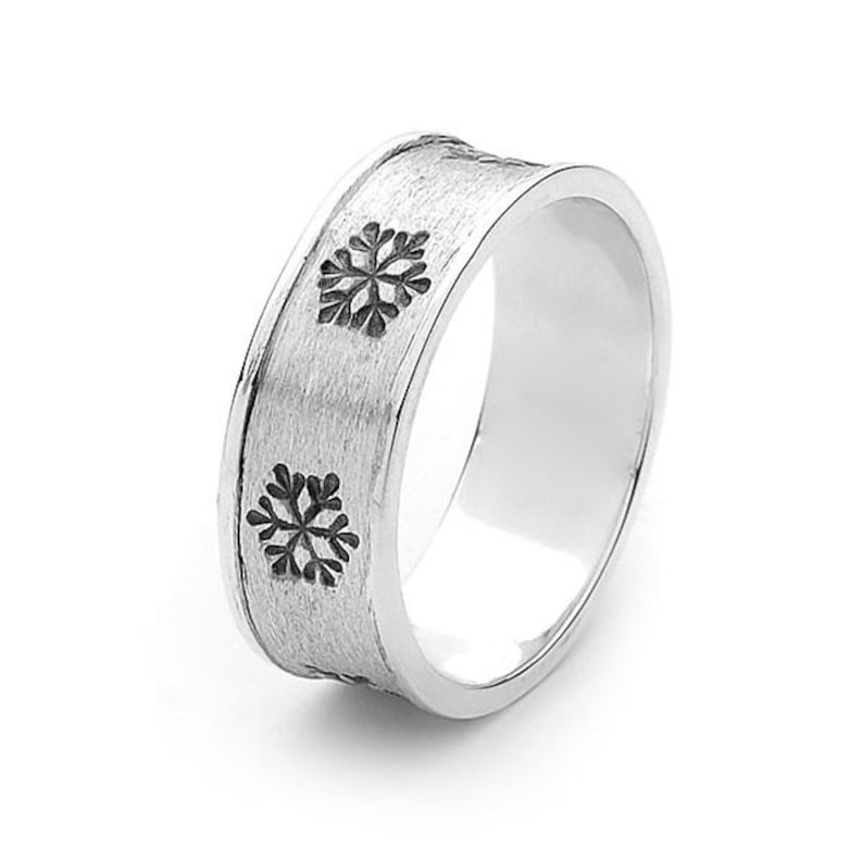 Men's Sterling Silver Snowflake Wedding Ring - Etsy