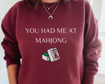 Mahjong Character Mah Jongg Sweatshirt, Mahjong Gift, Mah Jongg Sweater, Mahjong Game Night ...
