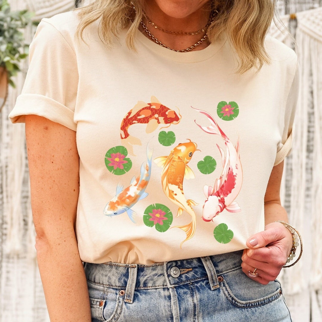 Koi Fish Pond T-shirt, Japanese Street Wear, Japanese Shirt, Japanese ...