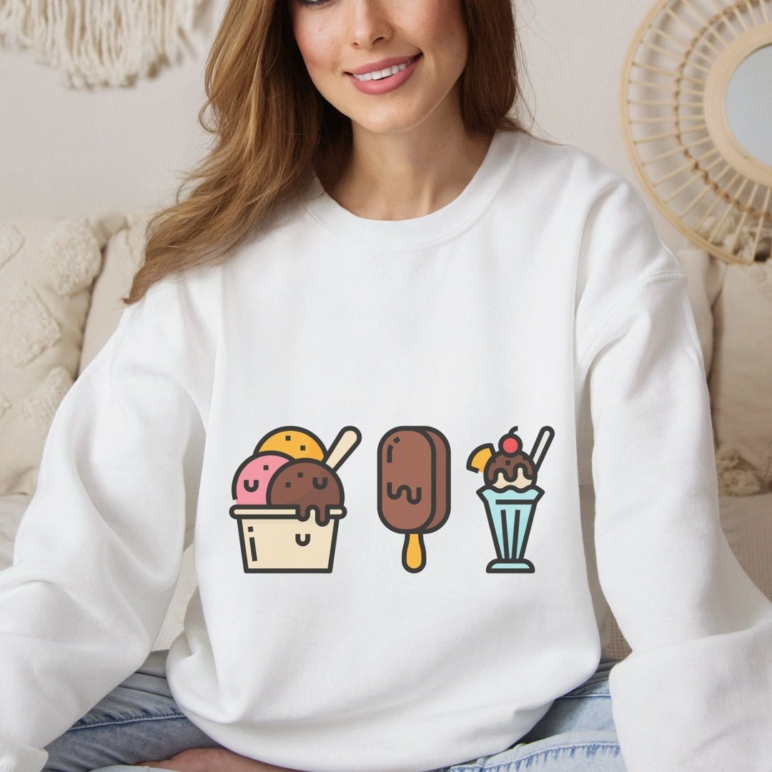 Ice Cream Sweatshirt, Kawaii Ice Cream, Ice Cream Lovers Sweatshirt ...