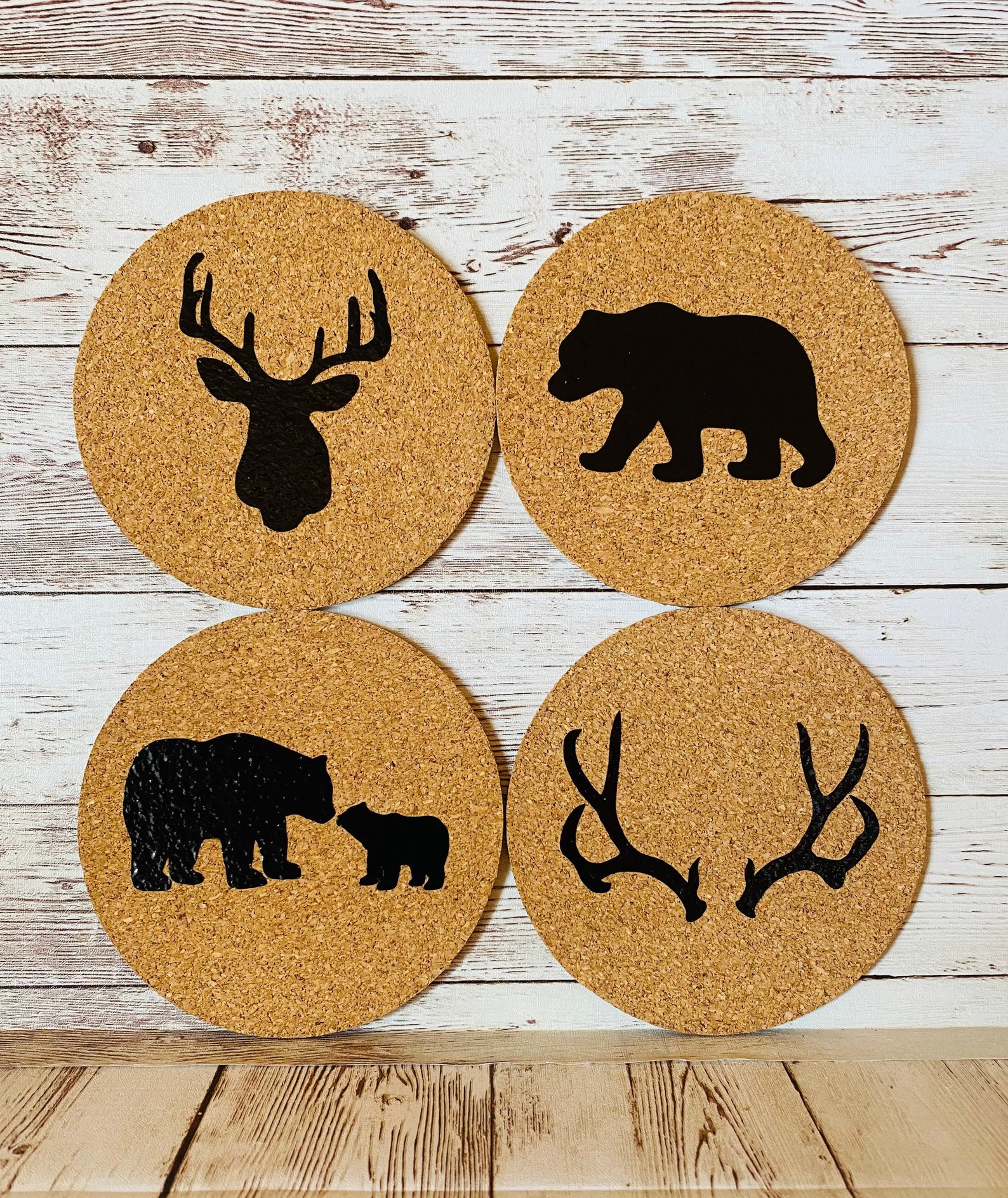 Wildlife Coaster Set Bear Coaster Set Deer Coaster Set - Etsy