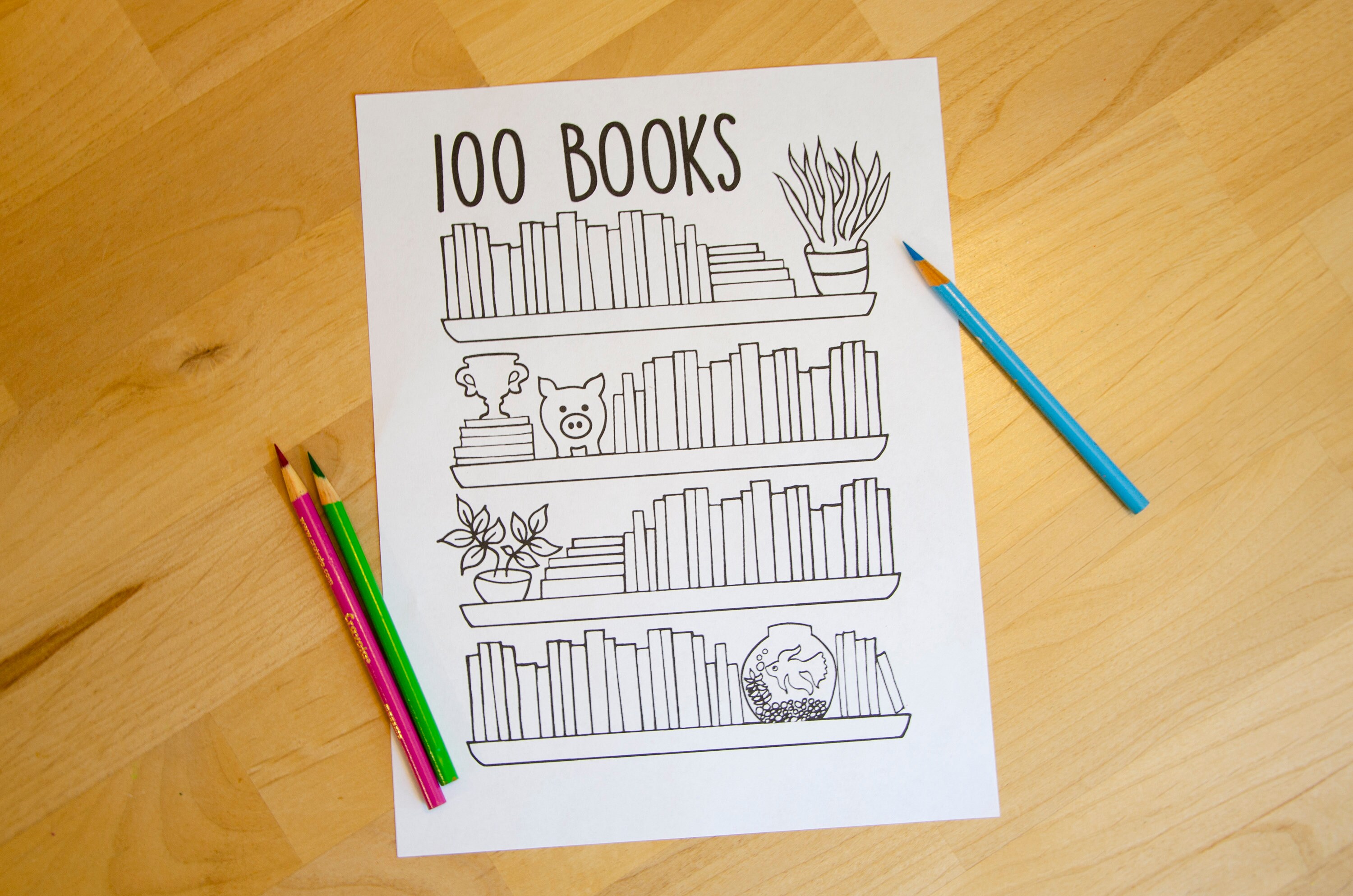 Printable Kids 100 Books Summer Reading Challenge Coloring Sheet Log - Etsy