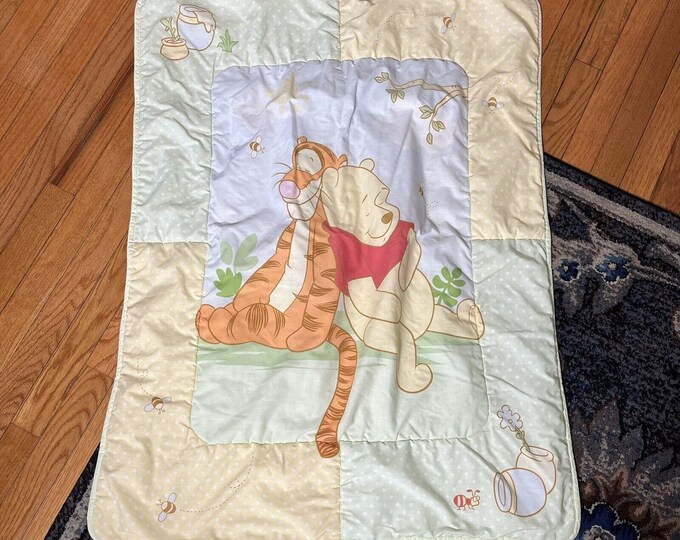 Vintage Sleeping Winnie the Pooh & Tigger Baby Crib Blanket Comforter ...