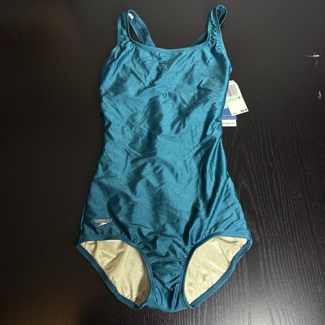 SPEEDO Womens Size 8 Shiny Teal Blue One-piece Swimsuit NEW W/flaw ...
