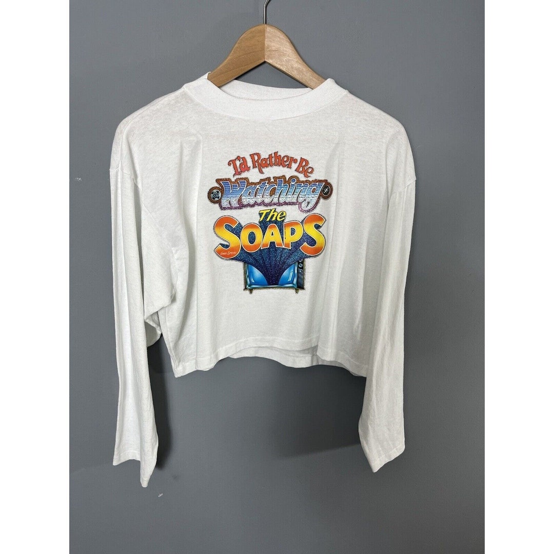 Vintage 80s Womens XL Long Sleeve Cropped Novelty Tee T-shirt I'd ...