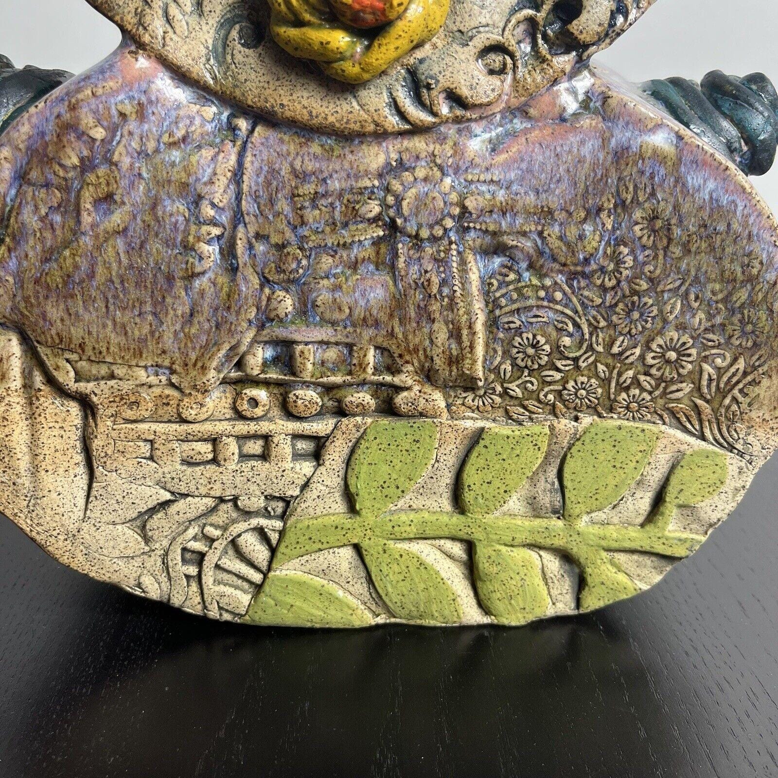 Modern Stoneware Studio Art Pottery Eclectic Abstract Patchwork Signed ...