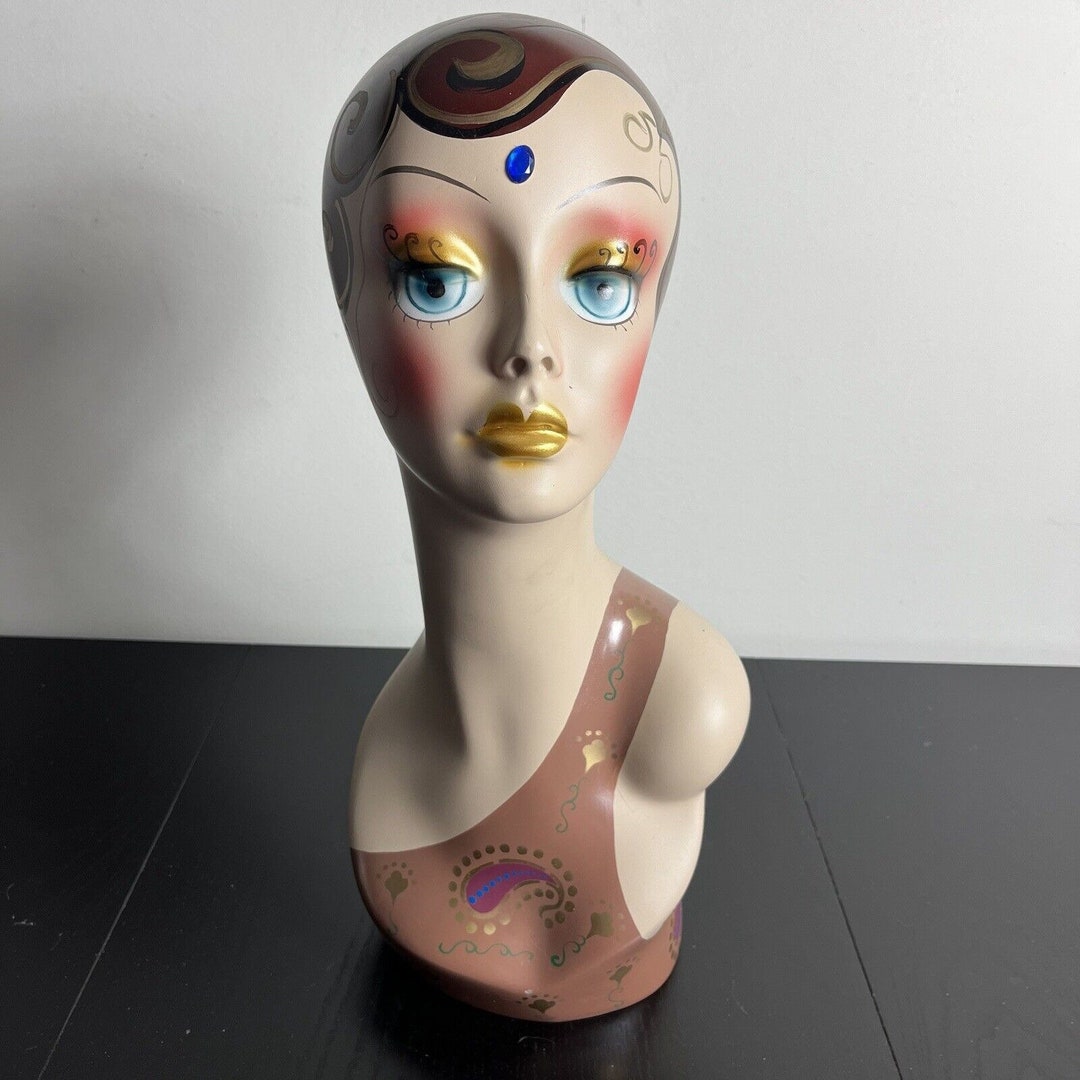 Vintage Female Head Mannequin Tabletop Display Hand Painted Fun ...
