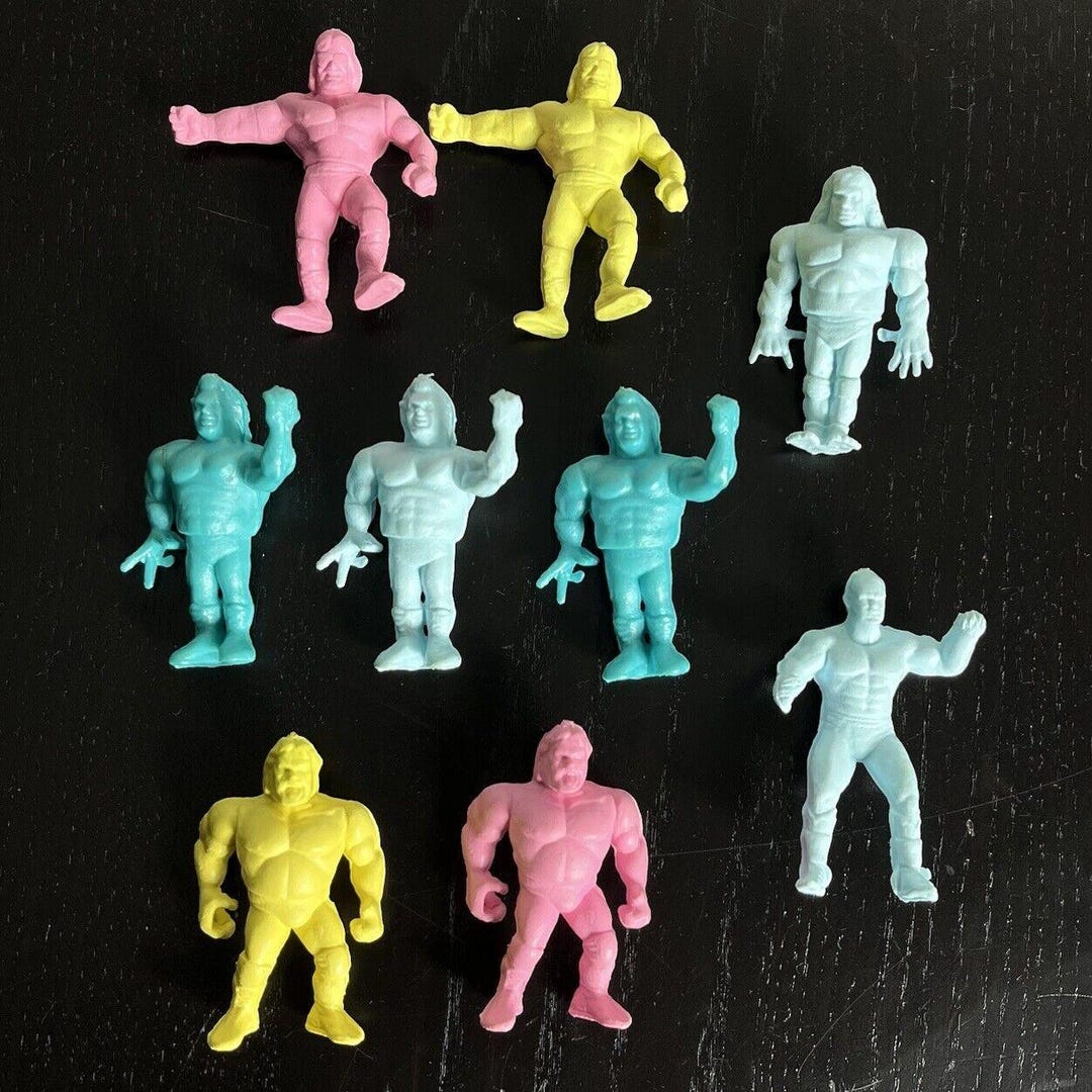 Vintage WWF Men Plastic Wrestling Vending Machine Mini Figures Lot of 9 ...