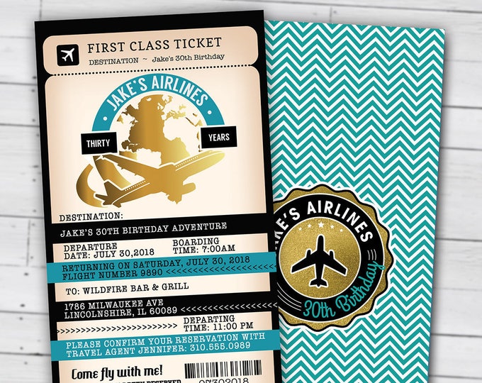 PASSPORT and TICKET Birthday Invitation, Travel Birthday Party ...