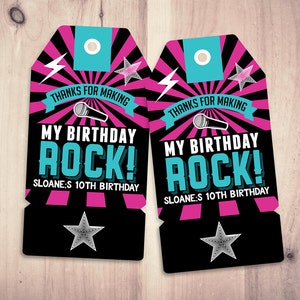 Party Favor Tag, Rockstar Birthday, Favor, Boy Birthday, Personalized ...