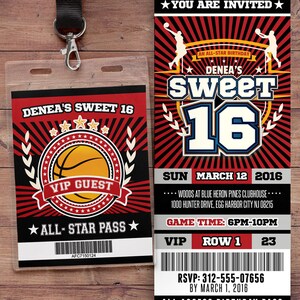 Basketball Ticket Invitation // All Star Birthday // VIP Pass | Etsy