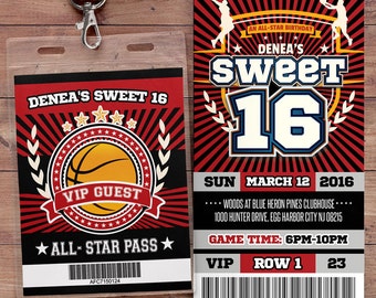 Basketball Ticket Invitation All Star Birthday VIP Pass - Etsy