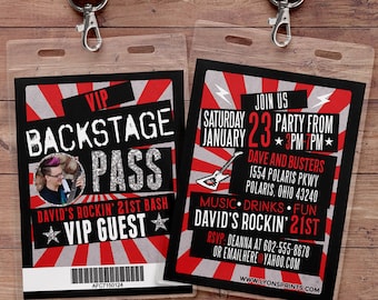 Birthday Invitation Rock Star VIP PASS Backstage Pass | Etsy