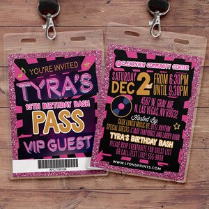 Retro Neon VIP PASS Backstage Pass Vip Invitation | Etsy