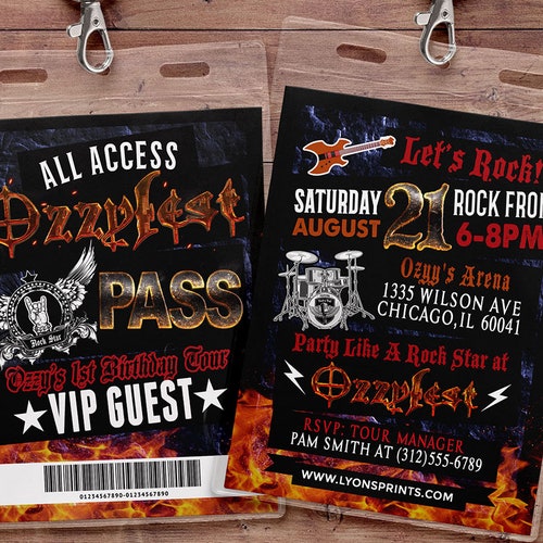 VIP Pass Backstage Pass Concert Ticket Birthday Invitation - Etsy