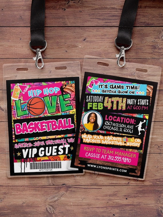 Hip Hop, Basketball, glow party, VIP PASS, backstage pass, throwback ...