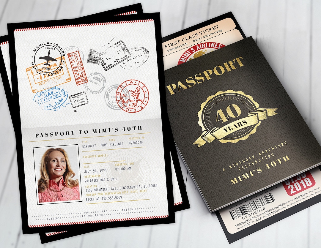 PASSPORT and TICKET Birthday Invitation, Travel Birthday Party ...