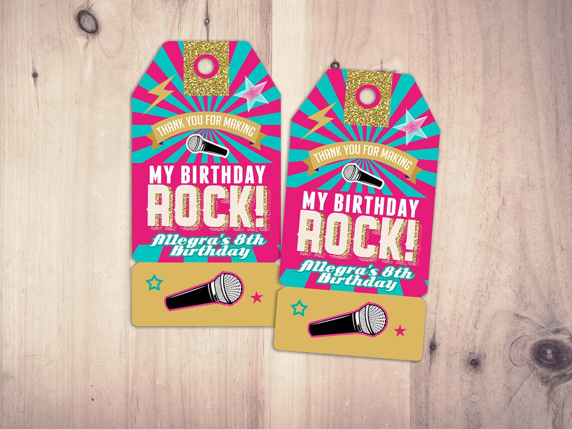 Party Favor Tag, Rock Star Birthday, Favor, Boy Birthday, Personalized ...