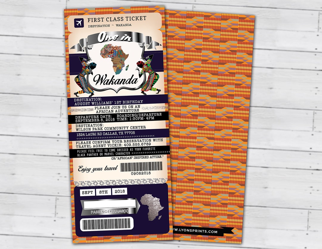 PASSPORT and TICKET Birthday Invitation, Wakanda, Africa Passport ...