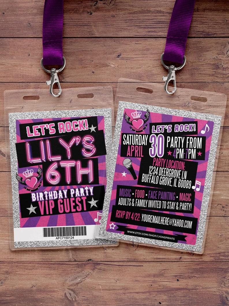 Retro Neon VIP PASS Backstage Pass Vip Invitation | Etsy